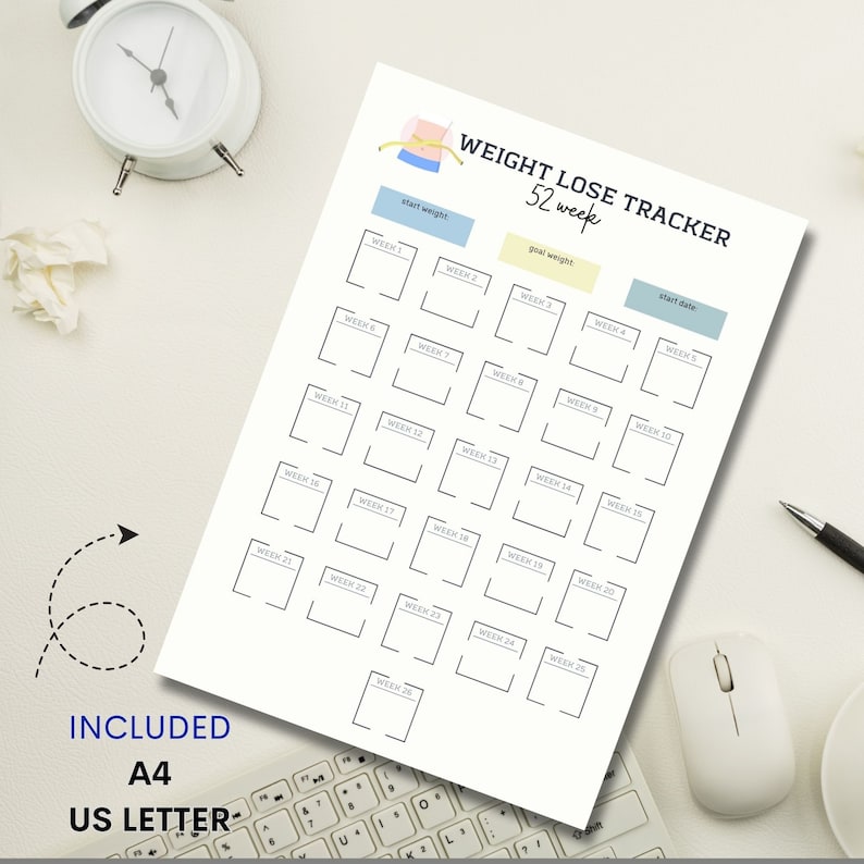 Weight Lose Tracker 52 Weeks Weekly Weight Lose Weight Management PDF ...