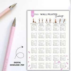 Wall Workout Bundle wall Exercise wall Pilates 30 Day Challenge abs ...