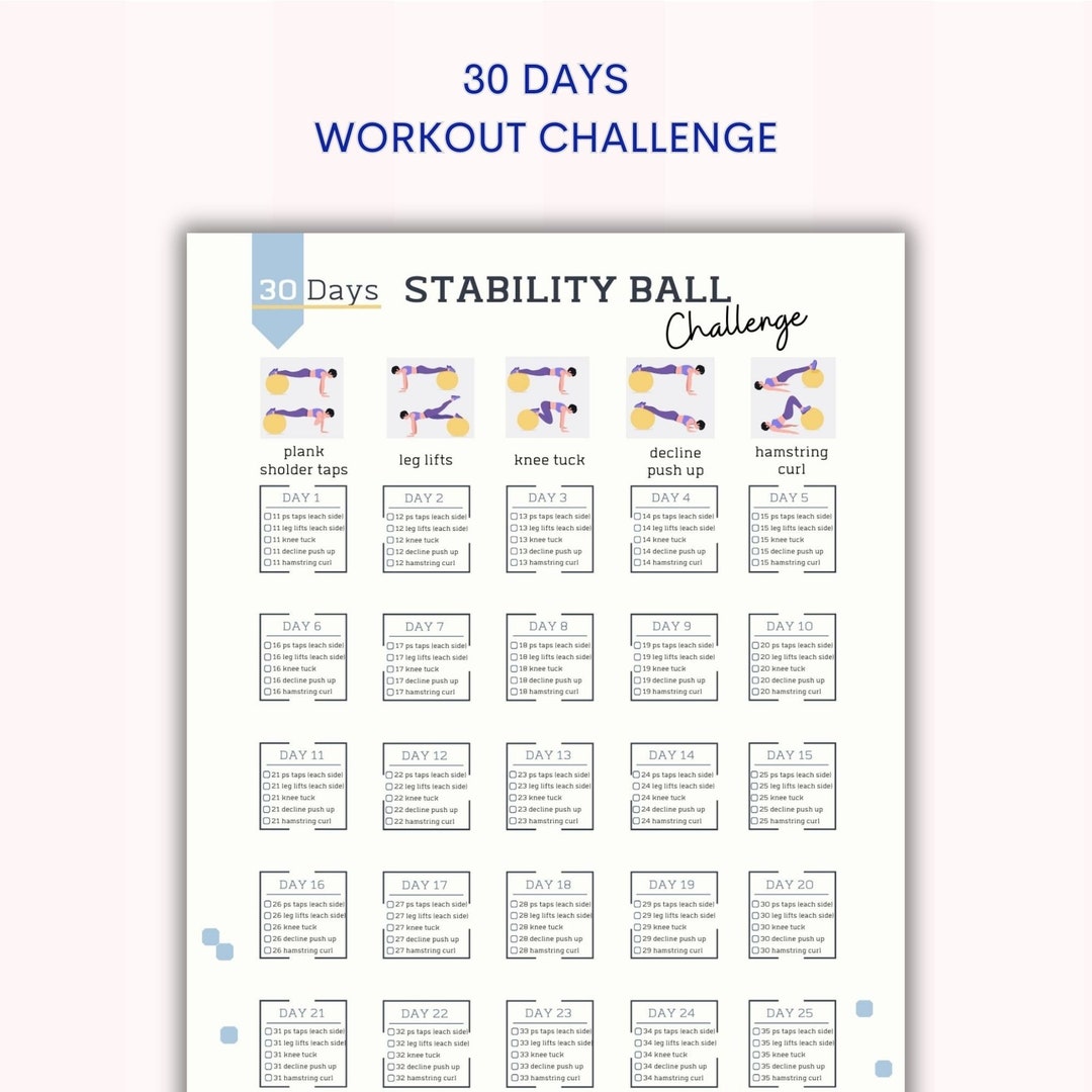30 Day Stability Ball Challenge House Workout Bodybuilding - Etsy