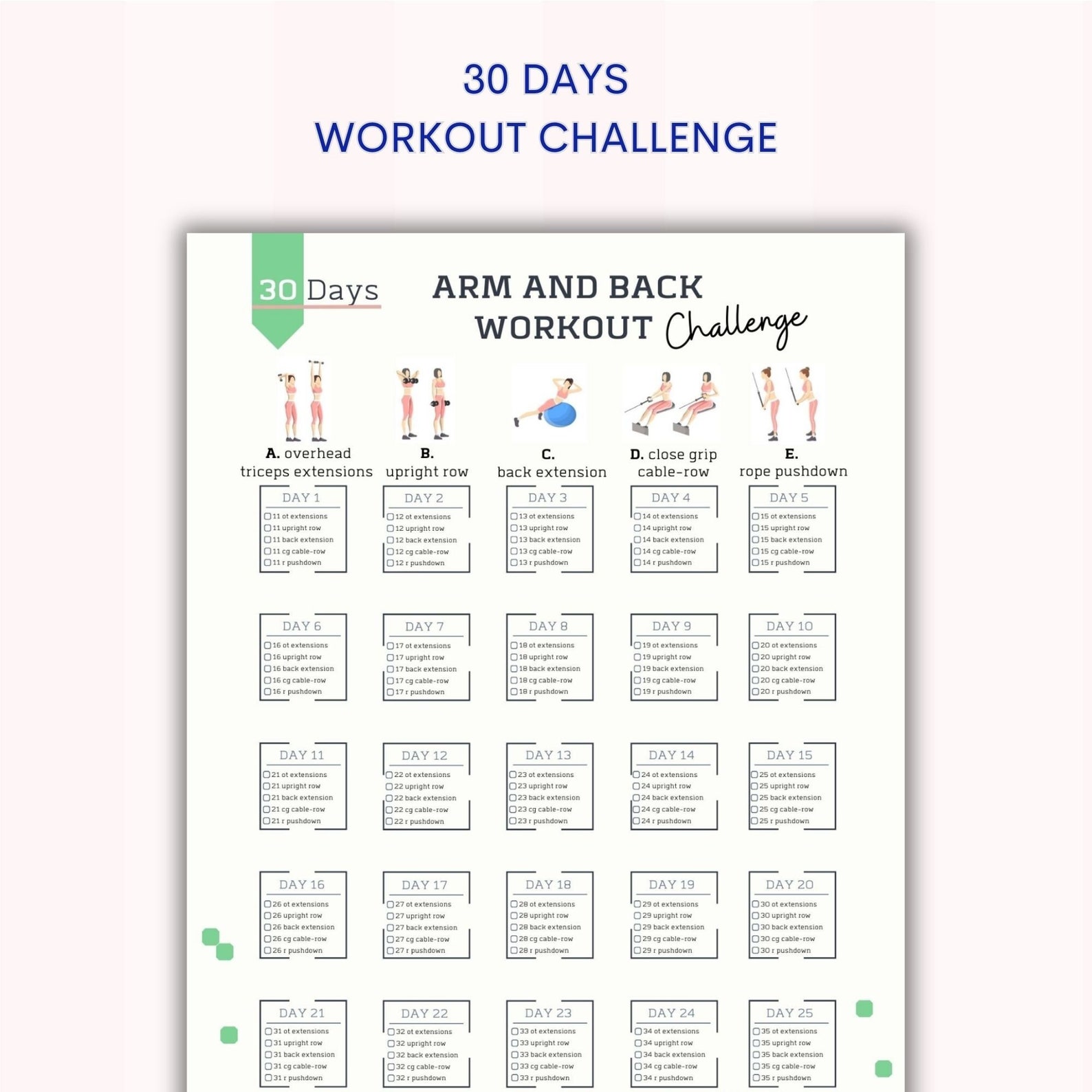 30 Day Arm and Back Workout Challenge Weight Lose Bodybuilding Tracker ...