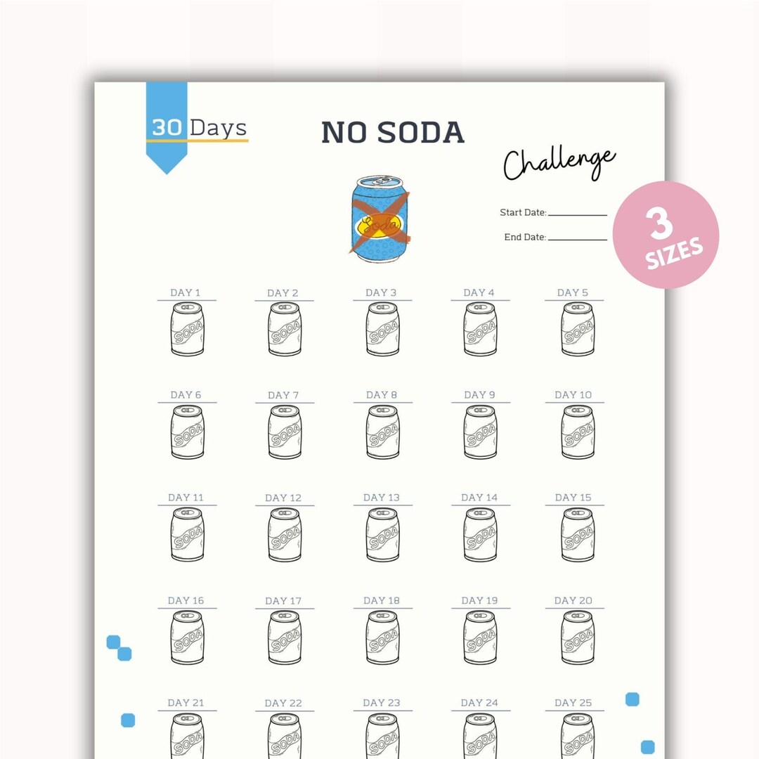 No Soda 30 Day Challenge | Digital Habit Builder for a Healthier You ...