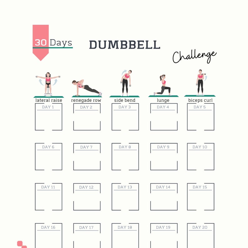 30 Day Dumbbell Challenge Home Workout Fitness Tracker - Etsy