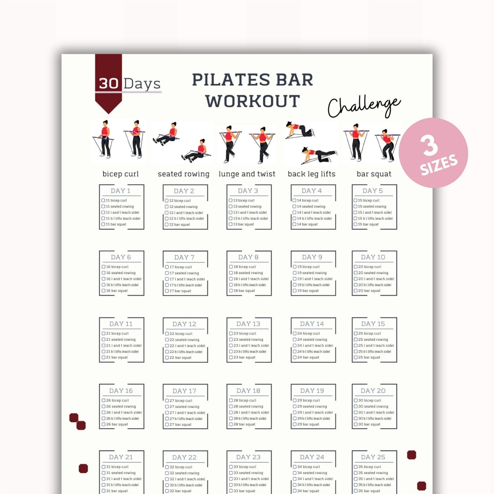 30 Day Pilates Bar Workout Challenge | Pilates Exercise| Pilates ...