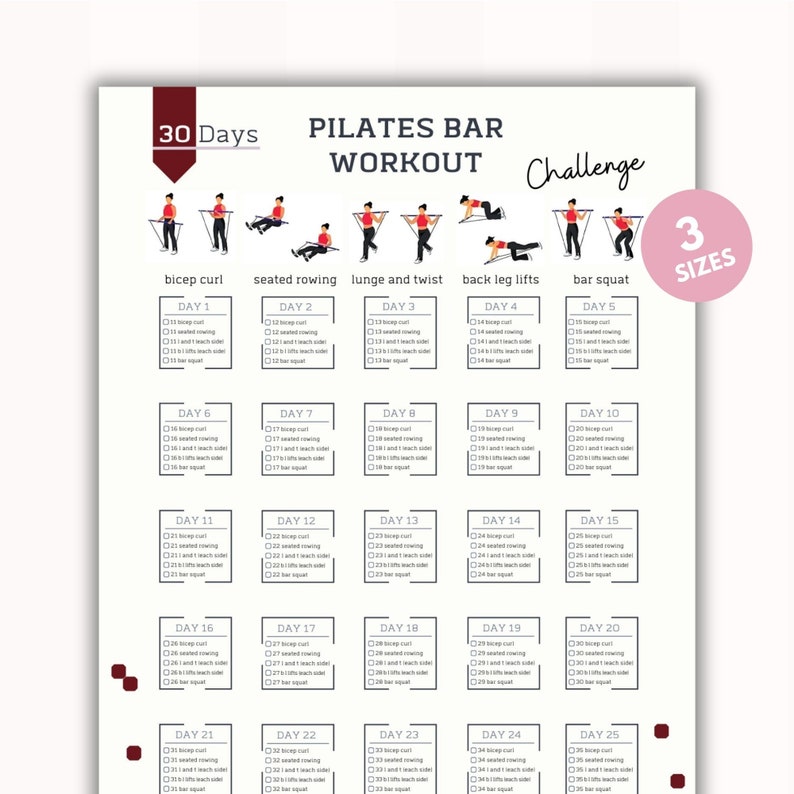 30 Day Pilates Bar Workout Challenge | Pilates Exercise| Pilates ...