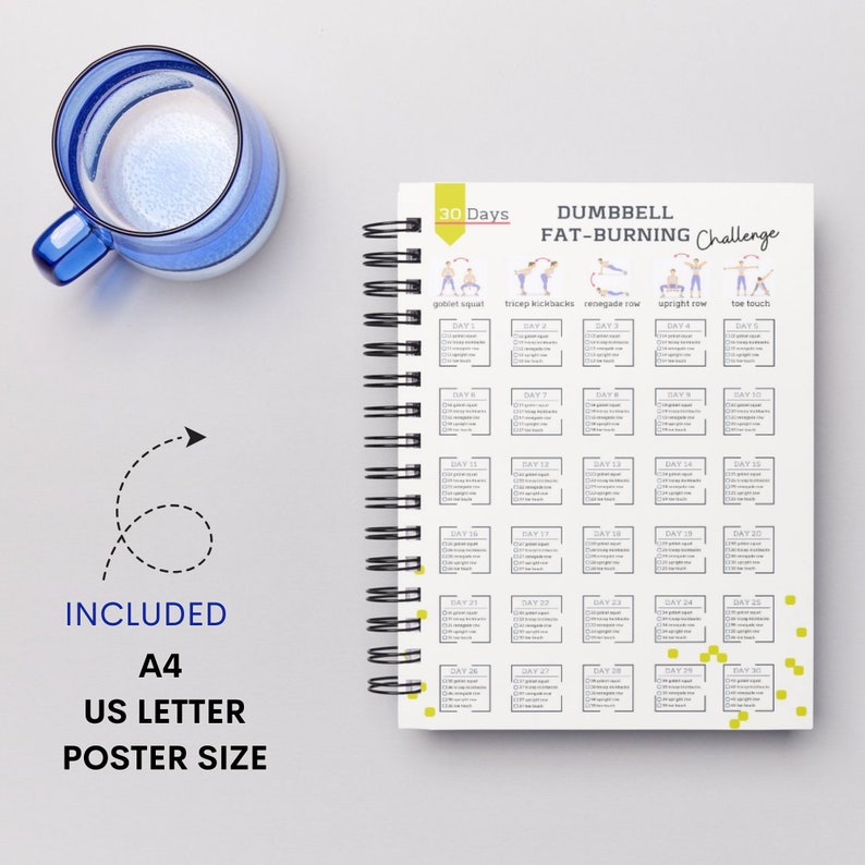 30 Day Dumbbell Fat Burning Challenge | Home Workout | Fitness Tracker | Printable Exercise ...