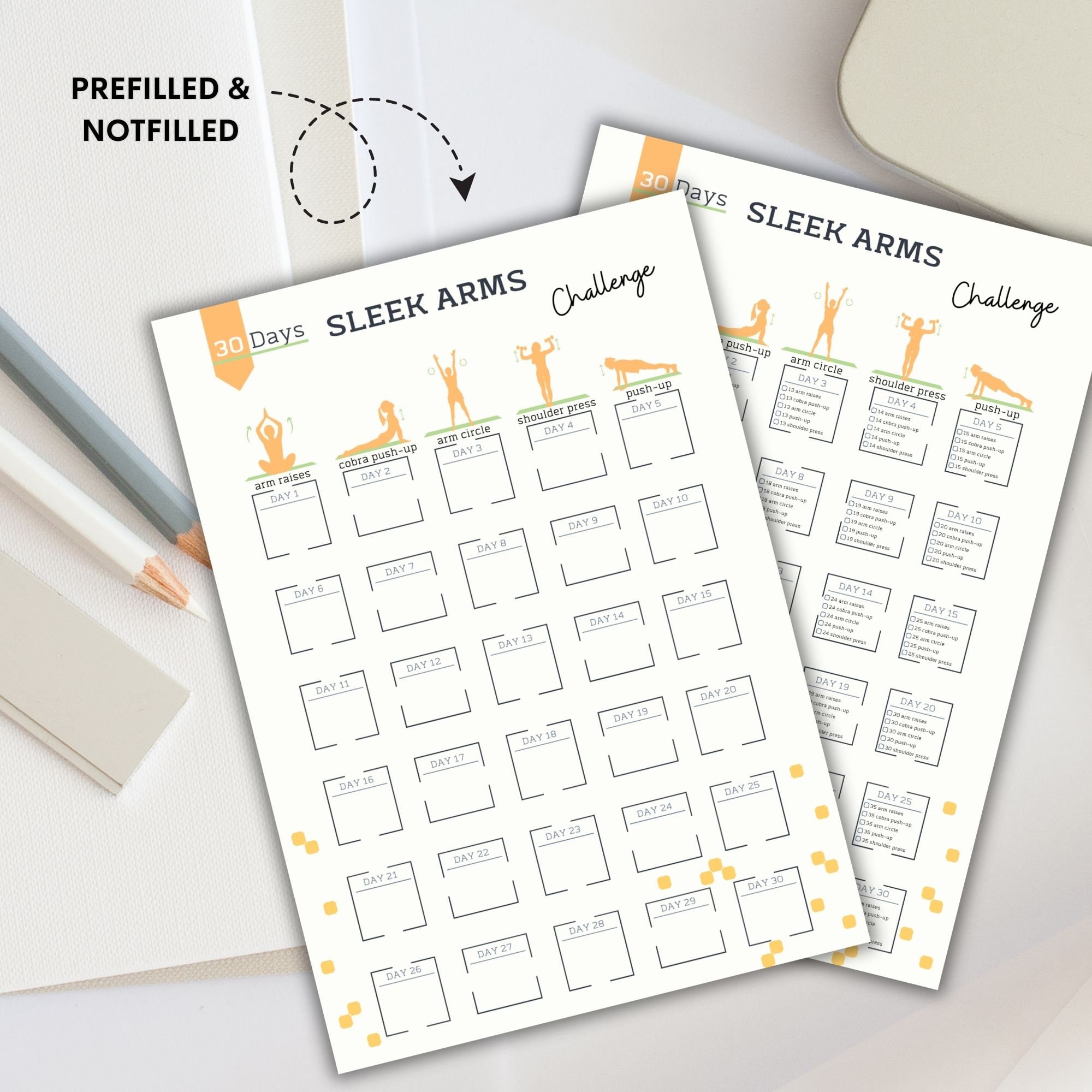 30 Day Arm Challenge Calendar Printable