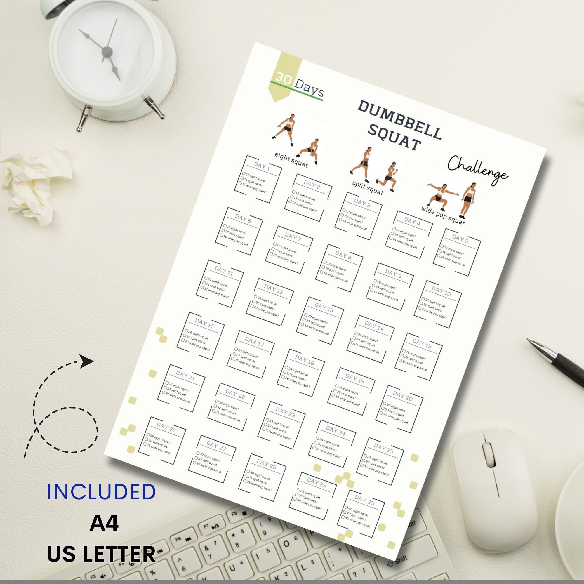 30 Day Dumbbell Squat Challenge Squat Workout butt Lift Dumbbell ...