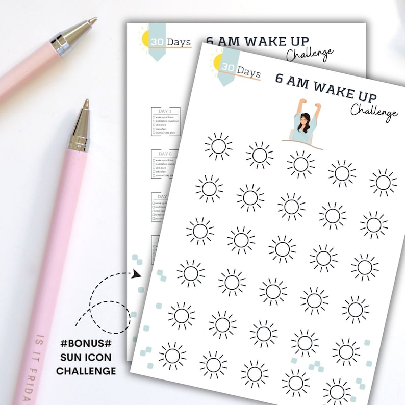 30 Day 6 AM Wake up Challenge | | Morning Routine Planner | Get up ...