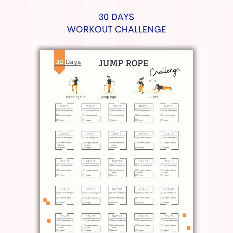 30 Day Jump Rope Challenge House Workout Bodybuilding Tracker Digital ...