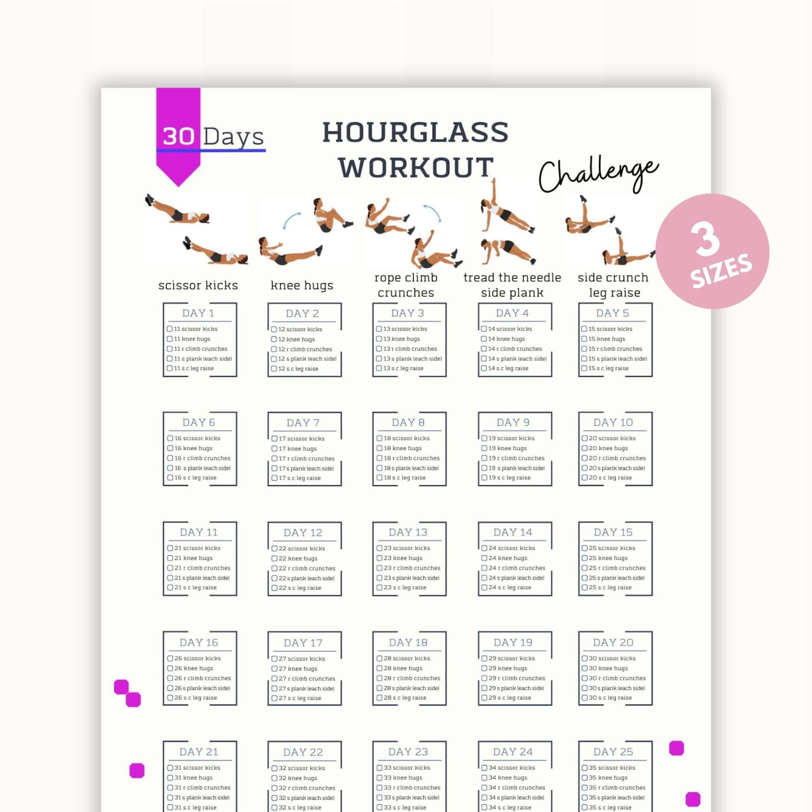 30 Day Hourglass Workout Challenge | Summur Body |30 Day Challenge |abs ...