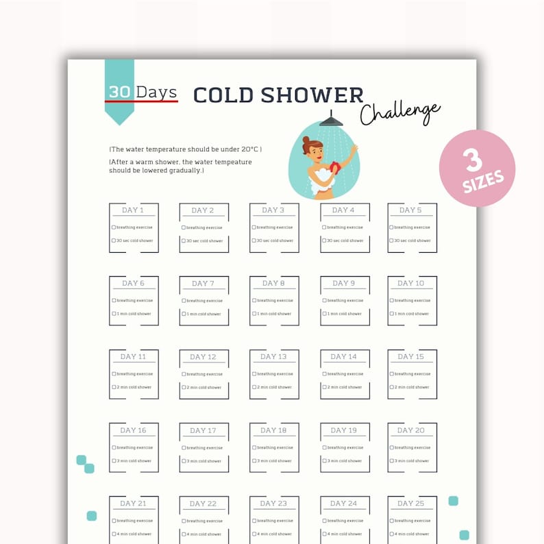 30 Day Cold Shower Challenge | Cold Water Plunge |cold Water Tracker ...