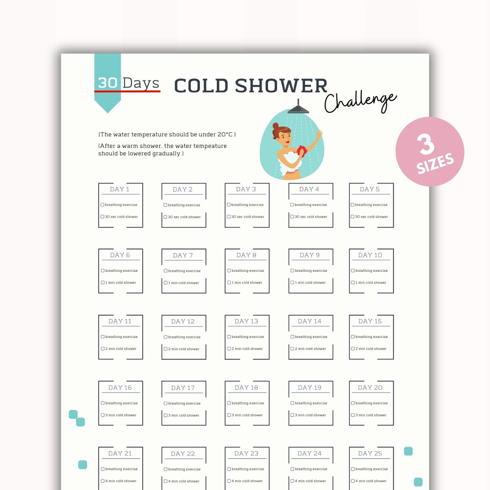 30 Day Cold Shower Challenge | Cold Water Plunge |cold Water Tracker ...