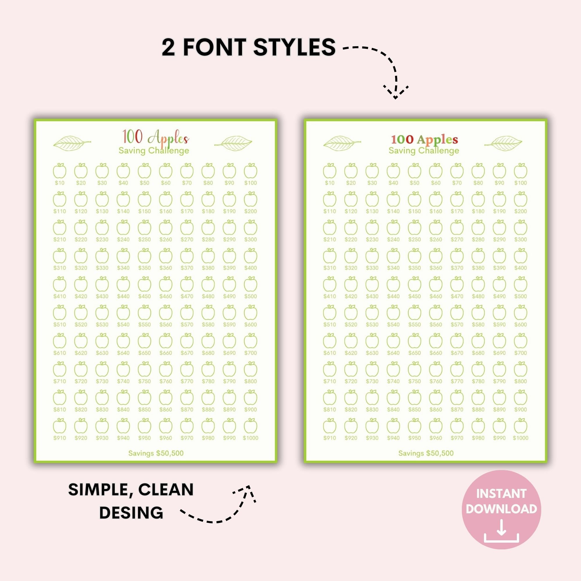 Colored Saving Challenge Bundle Saving Bundle 5050 Saving - Etsy