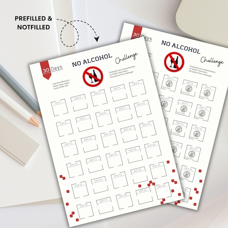30-day No Alcohol Challenge Tracker: Health Habit (digital Download) - Etsy