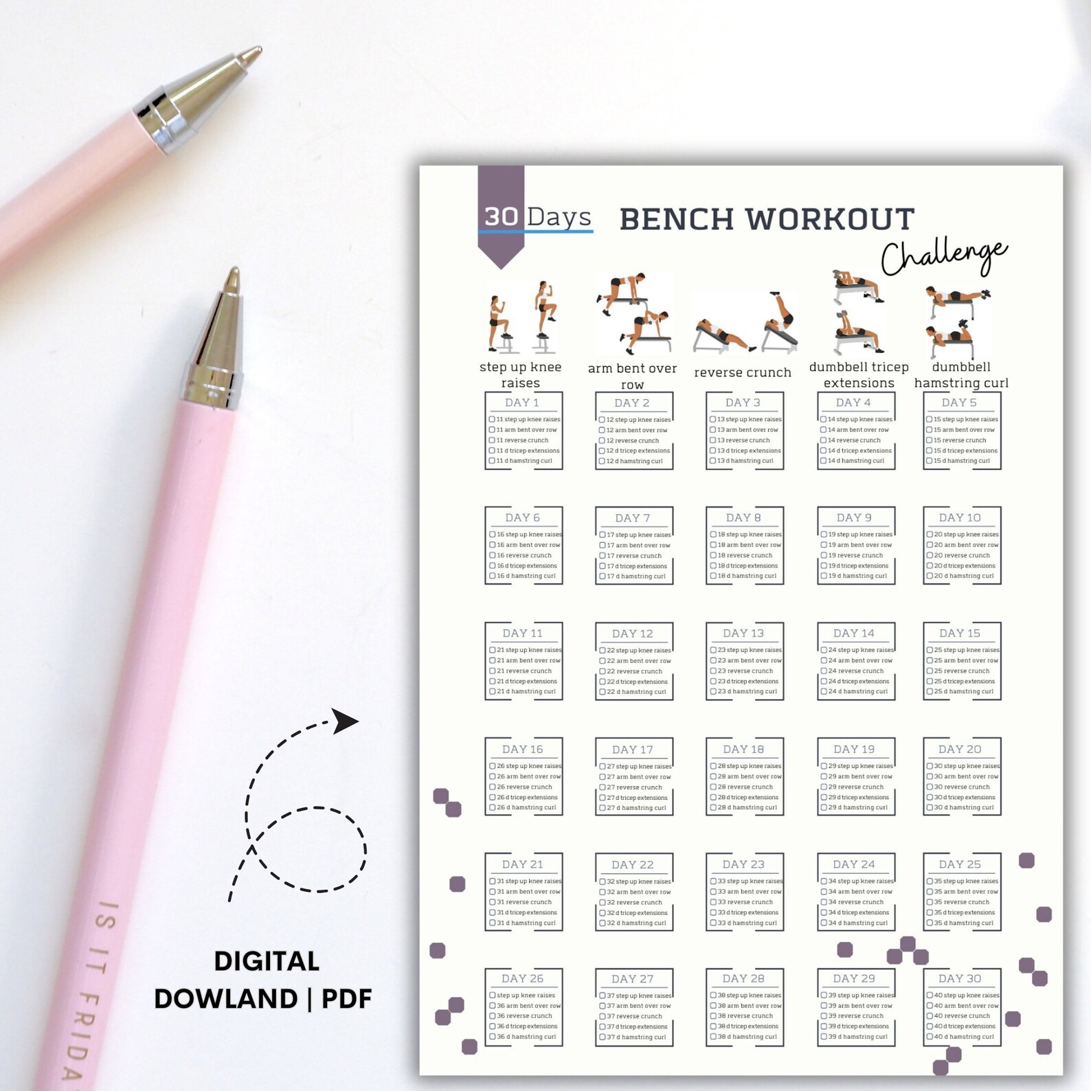 30 Day Bench Workout Challenge |women Workout at Home |30 Day Challenge ...