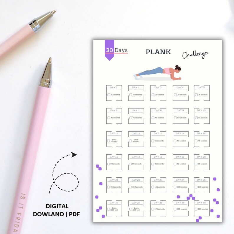 30 Day Plank Challenge | Home Workout | Digital Fitness Tracker ...