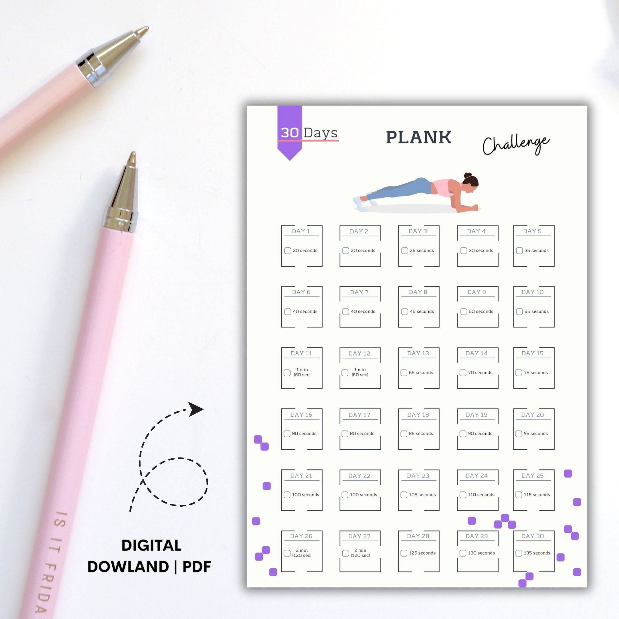30 Day Plank Challenge | Home Workout | Digital Fitness Tracker ...