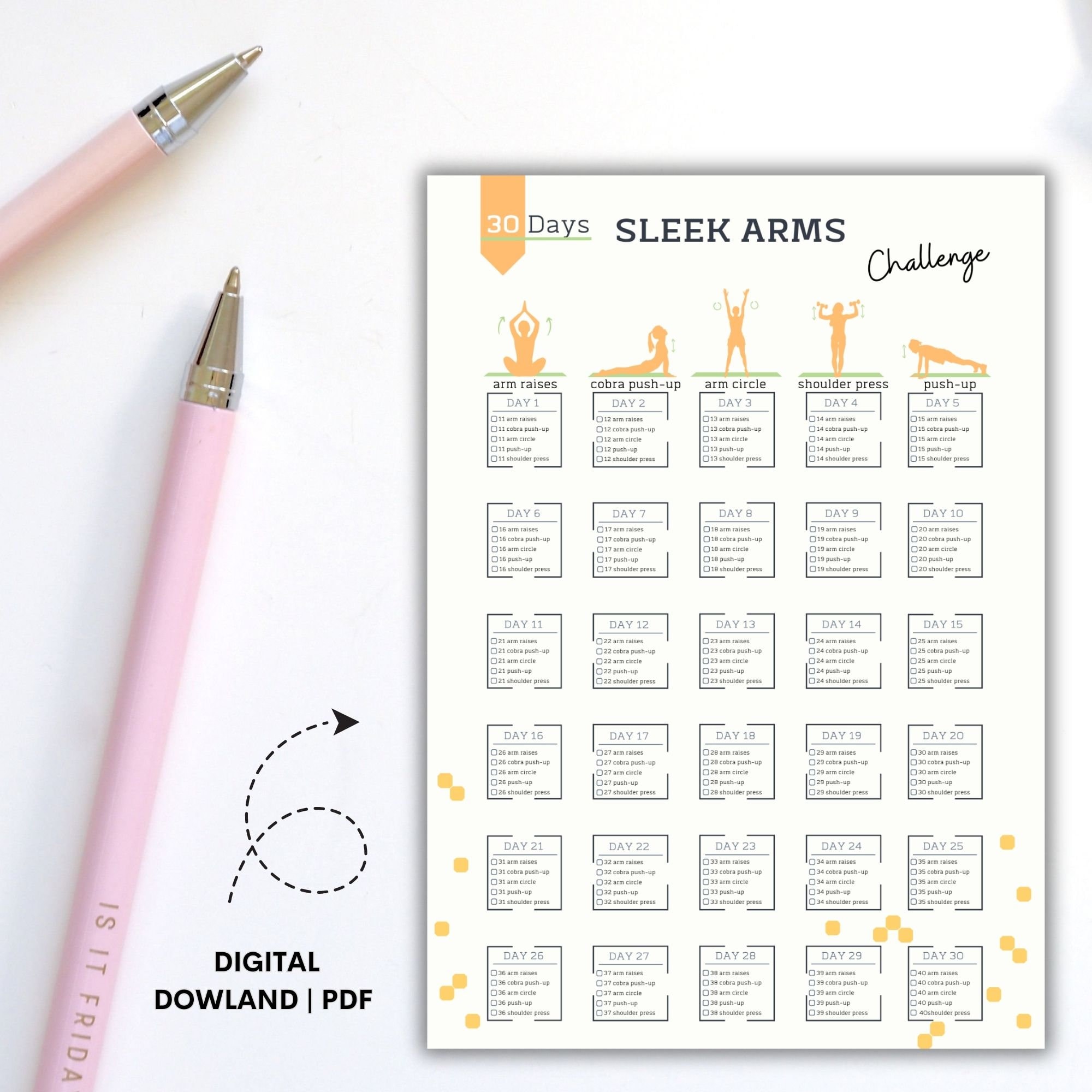 30 Day Sleek Arm Challenge | Home Workout | Fitness Tracker | Arm ...