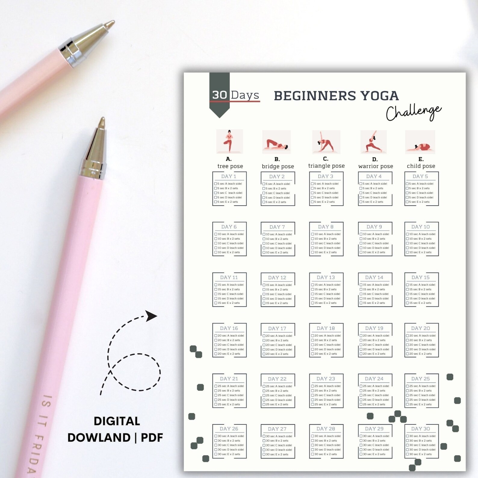 30 Day Challenge Begginers Yoga Self Challenge Yoga House - Etsy