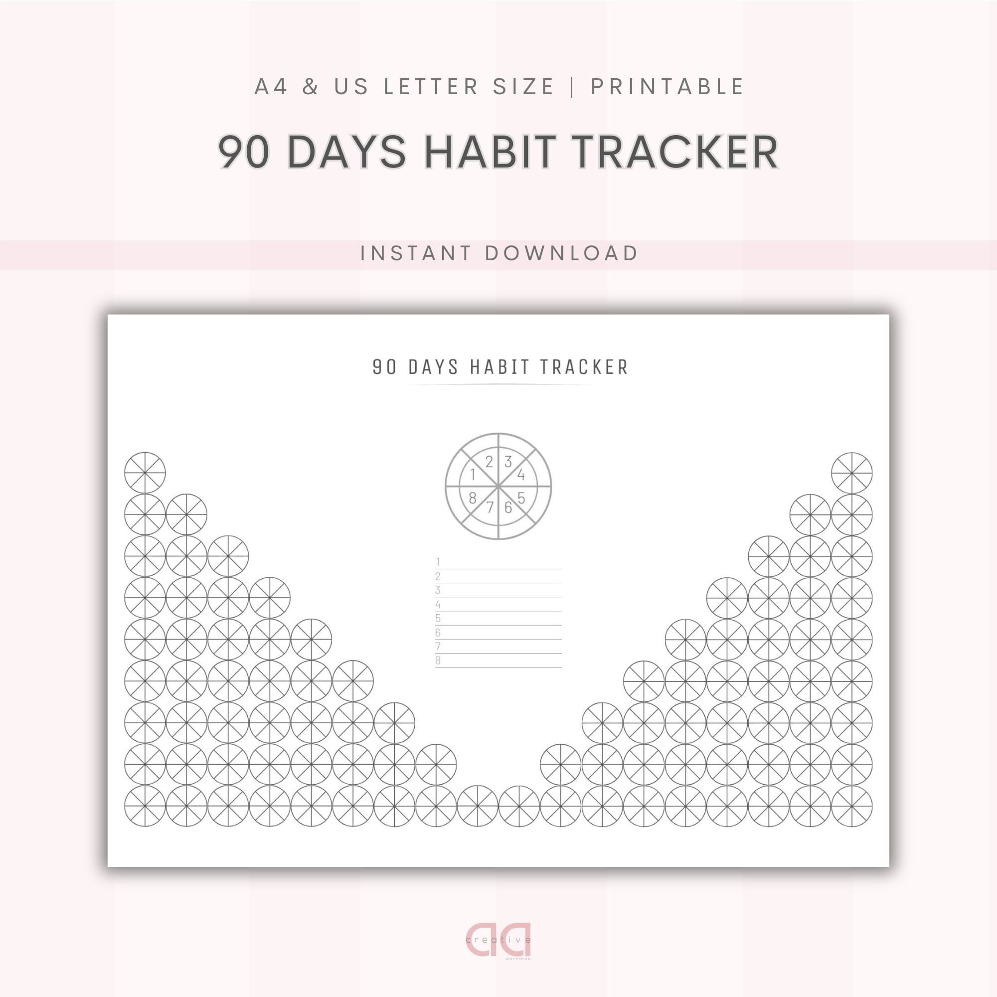 90 Day Habit Tracker Monthly Habit Tracker Undated Tracker Motivational ...
