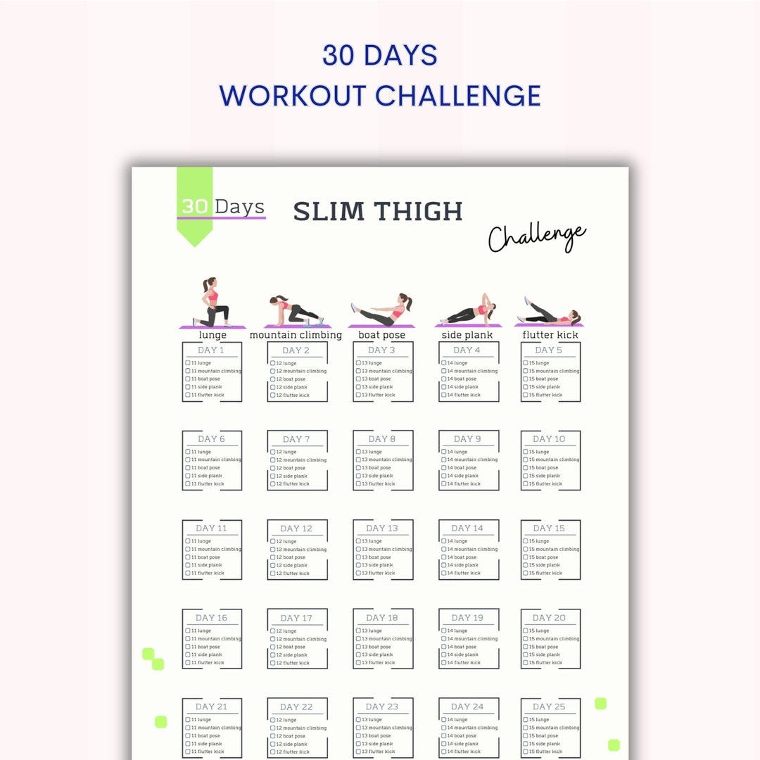 30 Day Slim Tigh Challenge Home Workout Women Fitness Lose Belly Fat ...