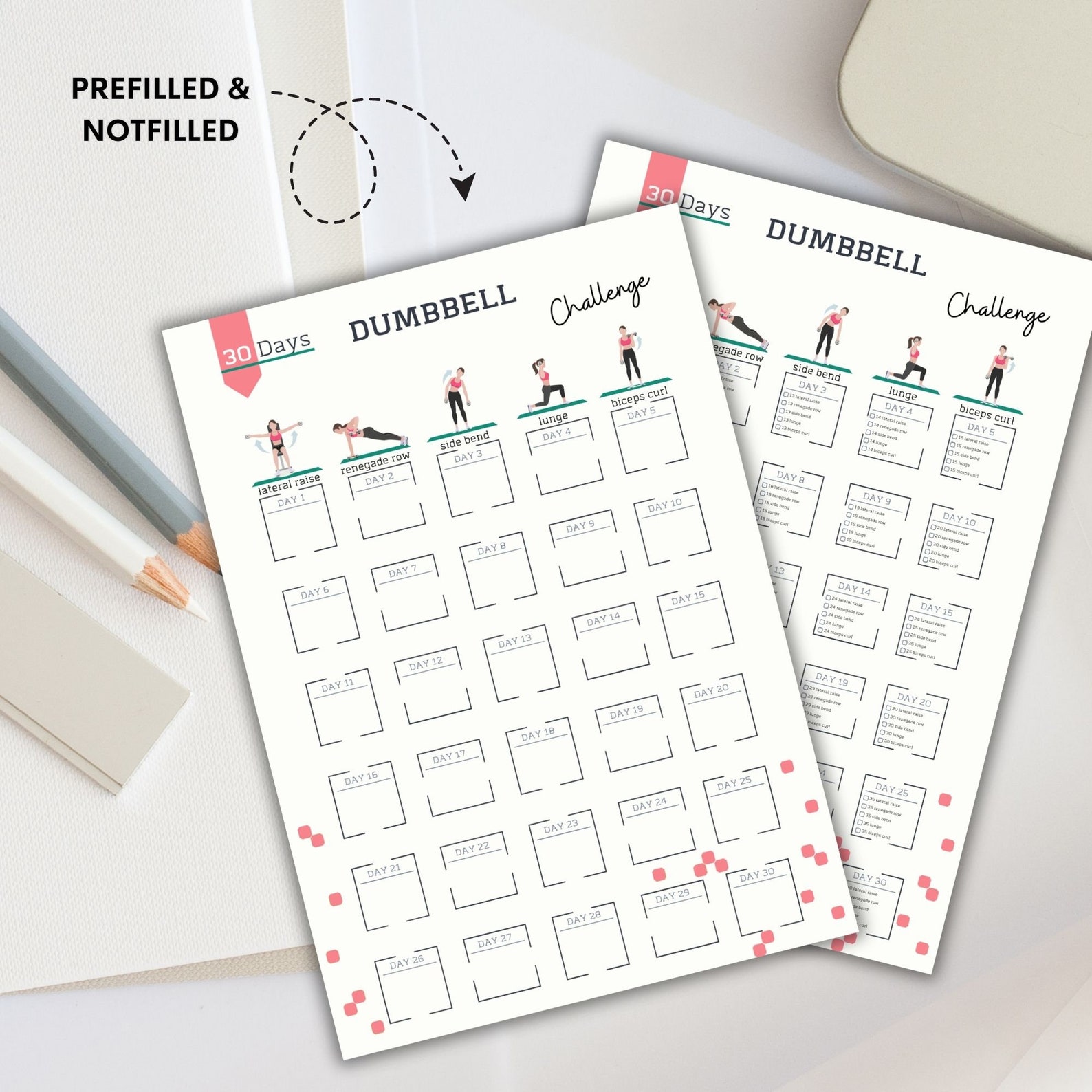 30 Day Dumbbell Challenge | Home Workout | Fitness Tracker | Printable ...
