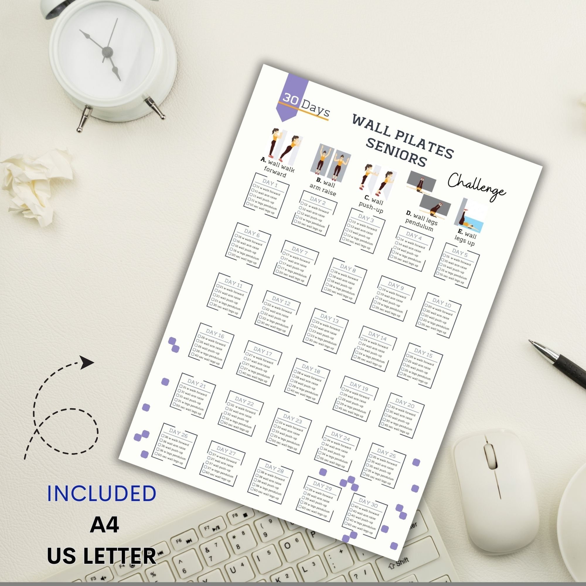 Wall Pilates Bundle wall Pilates Senior, Begginer 30 Day Challenge abs ...