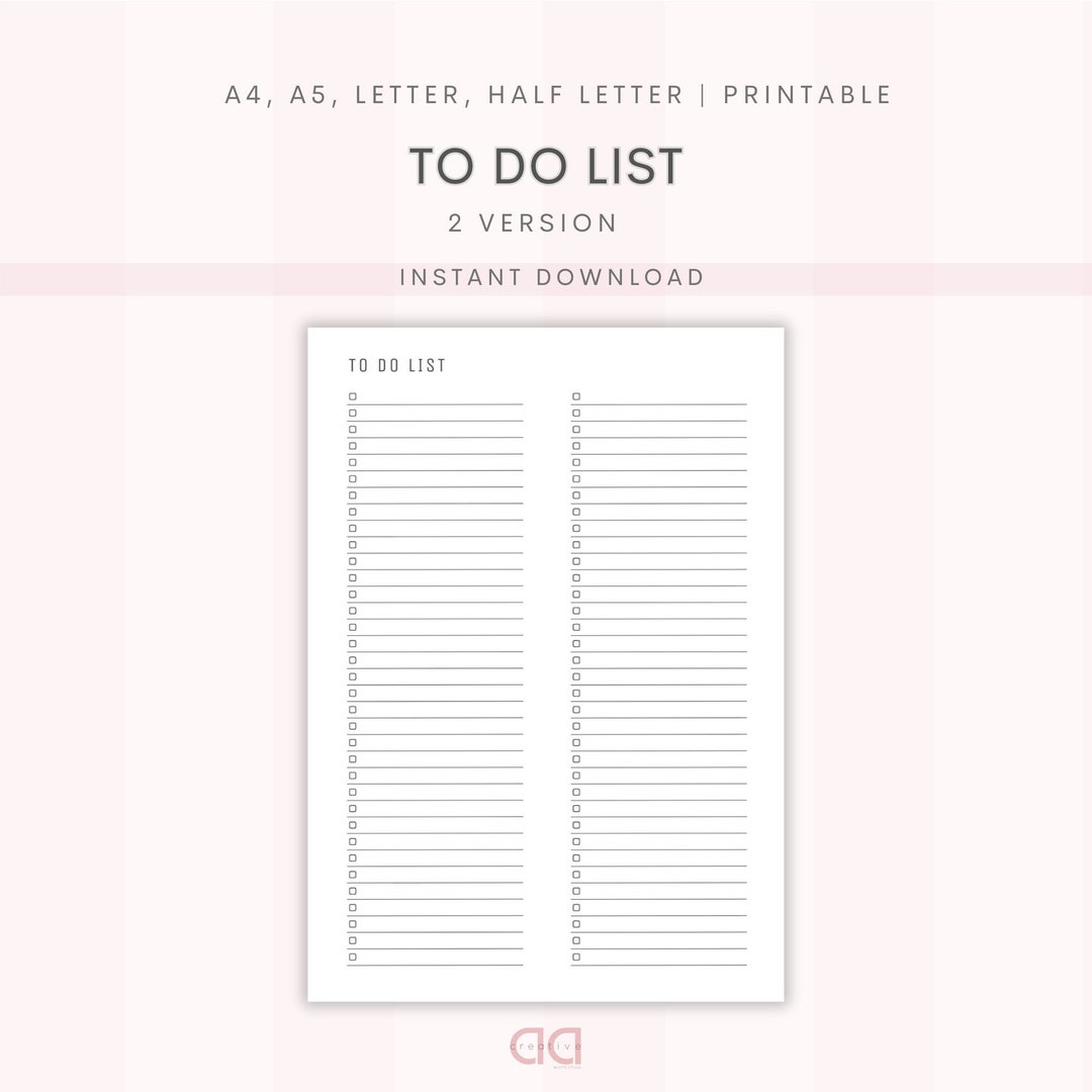 To Do List | Simple Tasks List Template | Get It Done | Minimal ...
