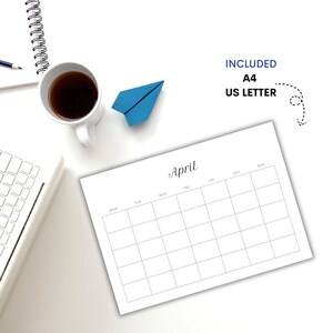 Monthly Blank Calendar (monday-sunday Start|horizontal Printable ...