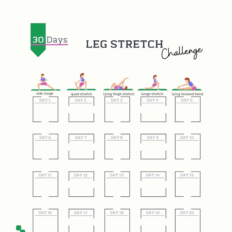 30 Day Leg Stretch Challenge House Workout Bodybuilding - Etsy 30 Day Leg Stretch Challenge House Workout Bodybuilding - Etsy