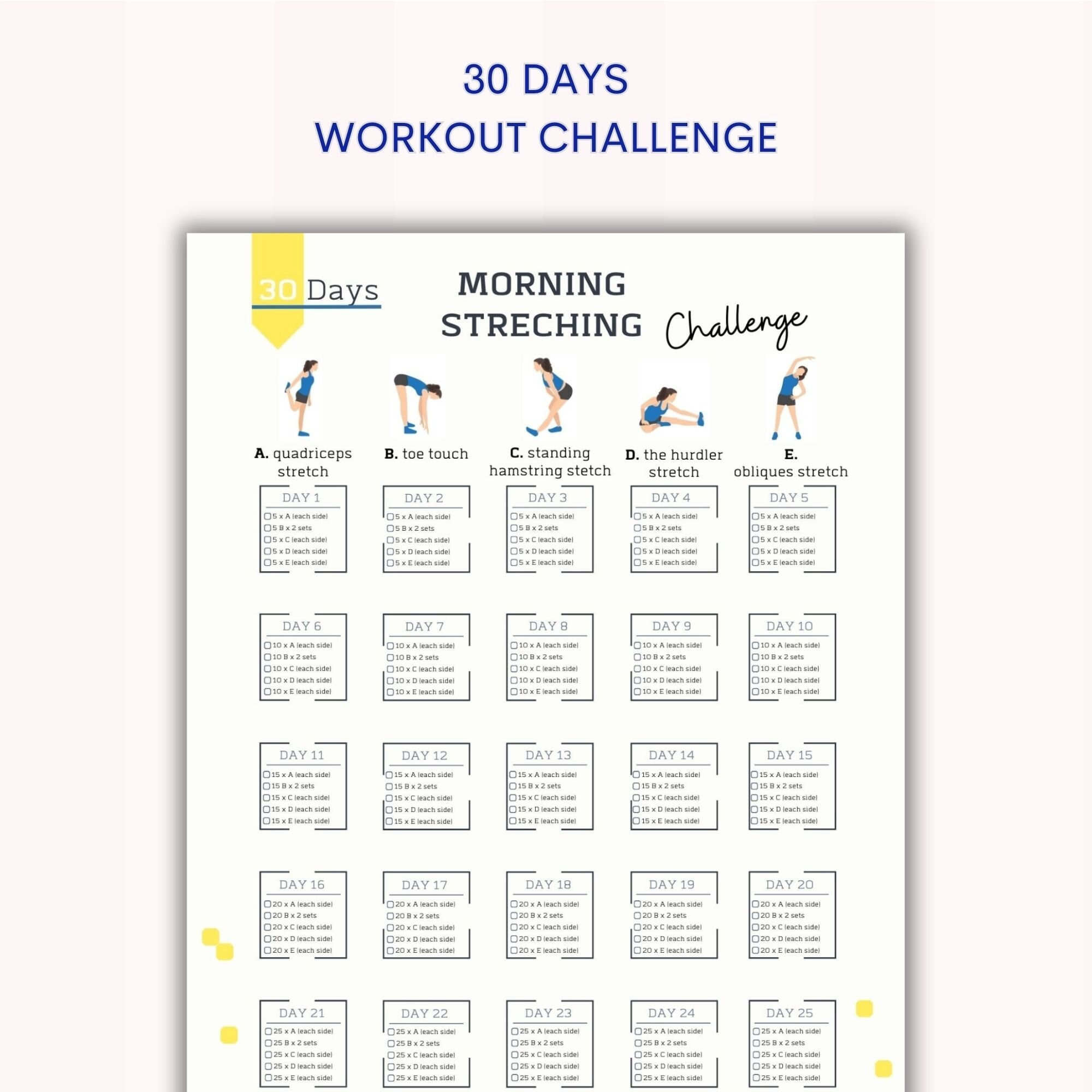 30 Day Morning Stretch Challenge House Workout Women Bodybuilding ...