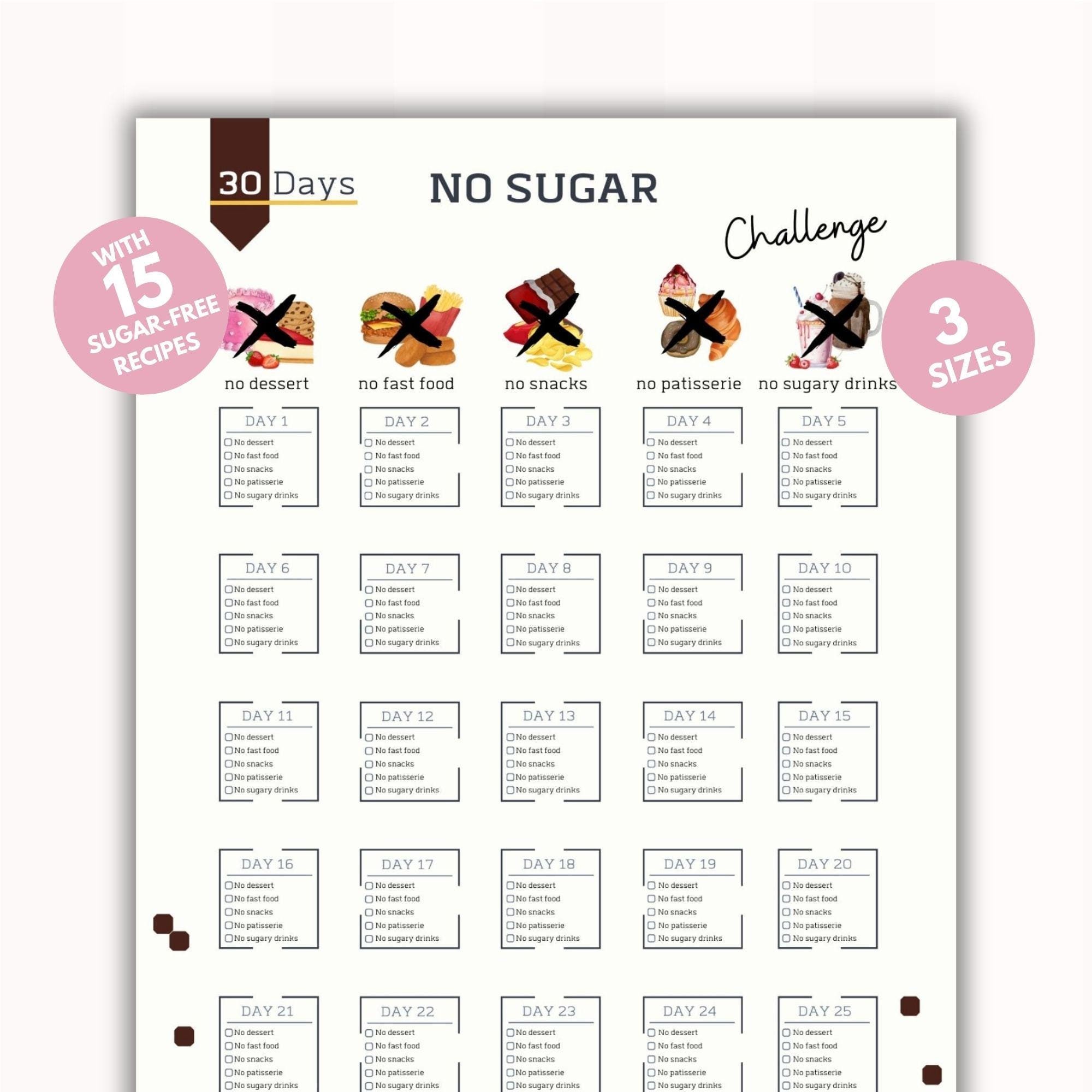 30 Day No Sugar Challenge |no Snacks | No Sugar Tracker | Healthy Sugur ...