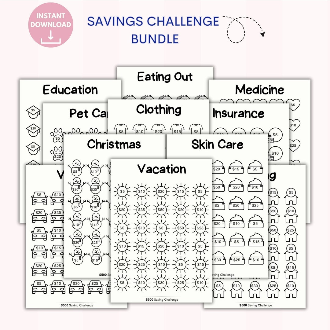 Saving Challenge Bundle 20 | Ultimate Bundle | 500 Saving Bundle | A6 ...