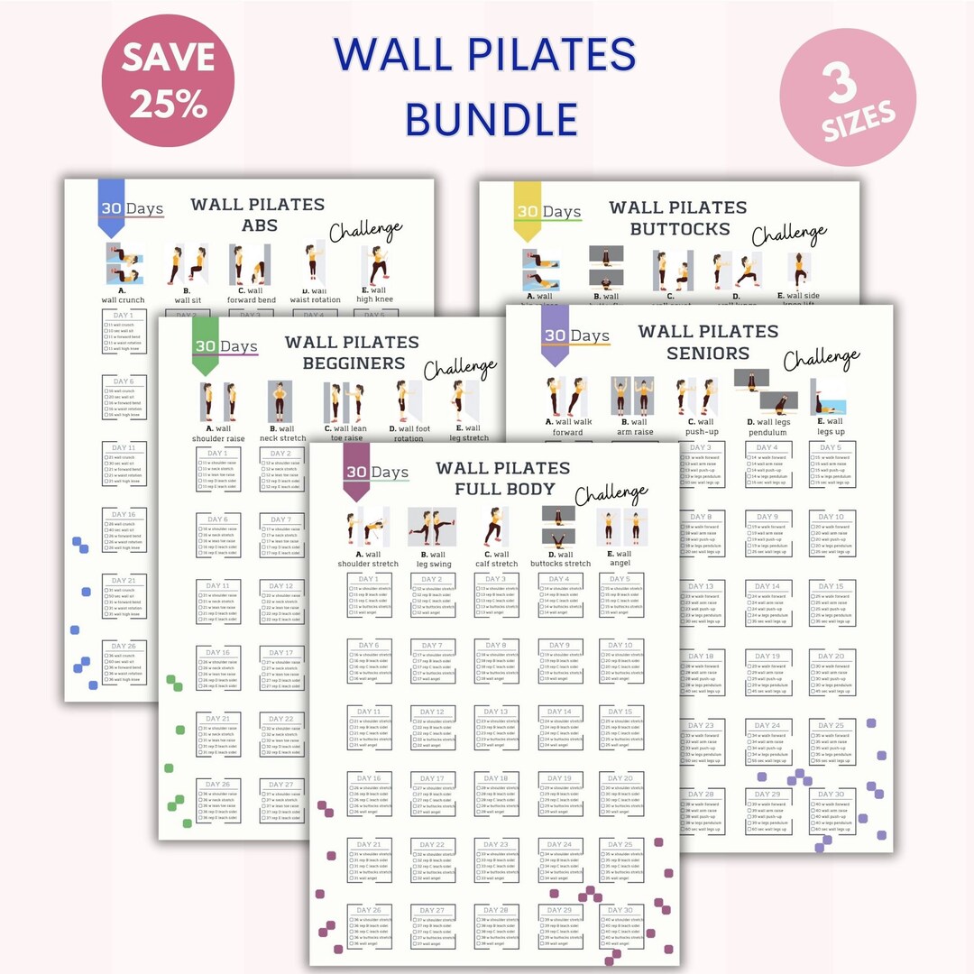 Wall Pilates Bundle wall Pilates Senior, Begginer 30 Day Challenge abs ...