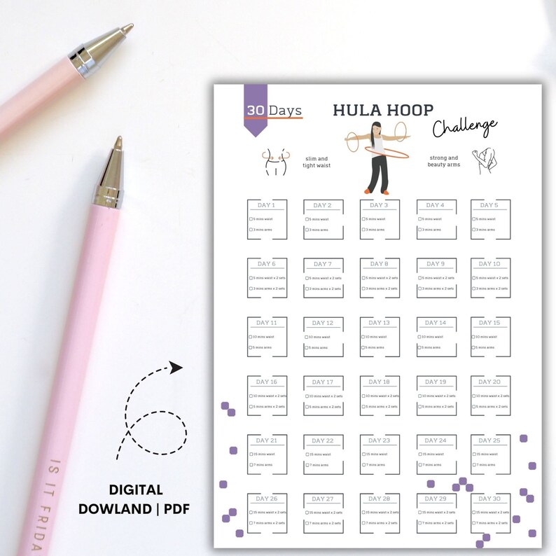 30 Day Hula Hoop Challenge Workout Digital Reshape Summer Body Waist ...