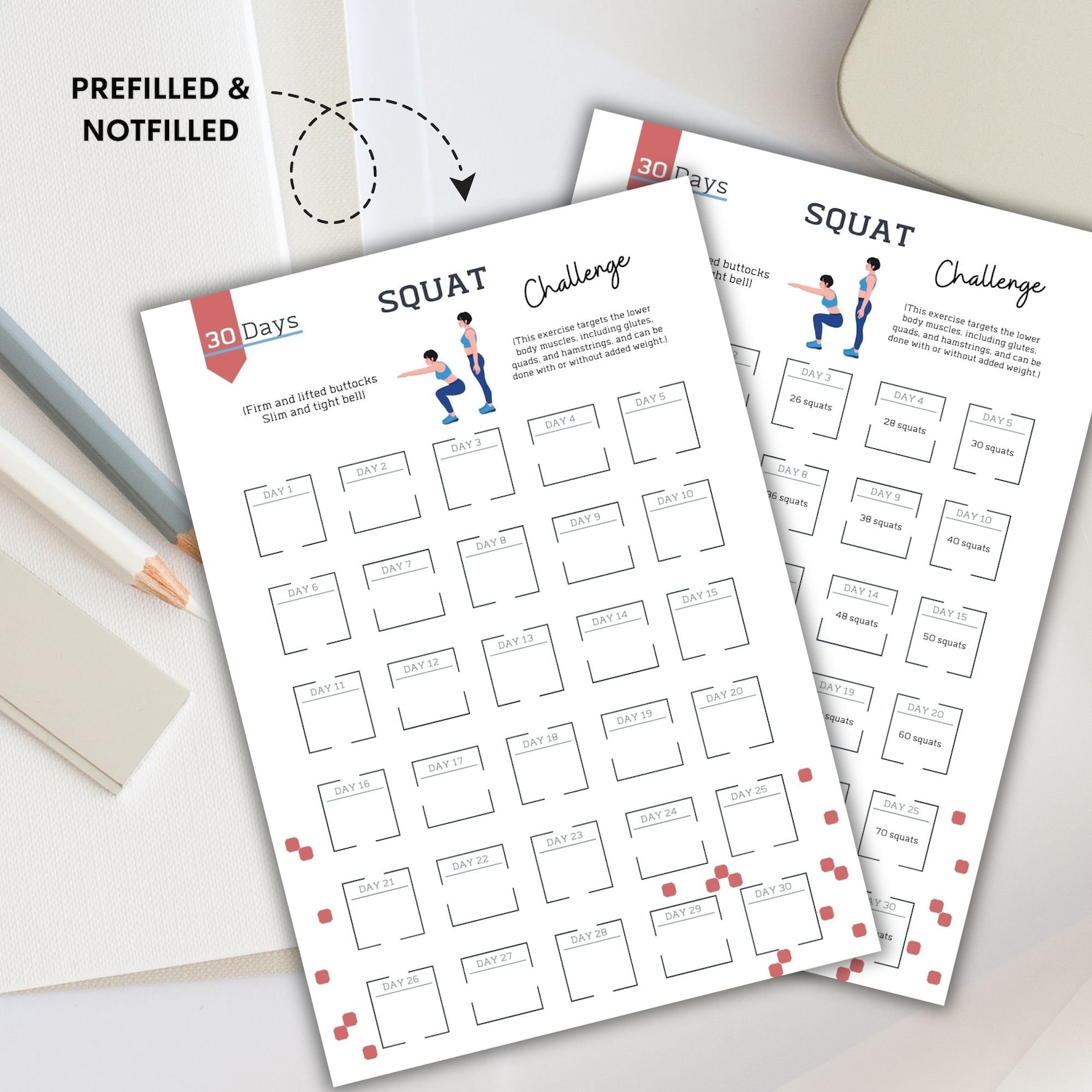 30 Day Squat Challenge | Butt Lift | Strengthen Lower Body | Home ...