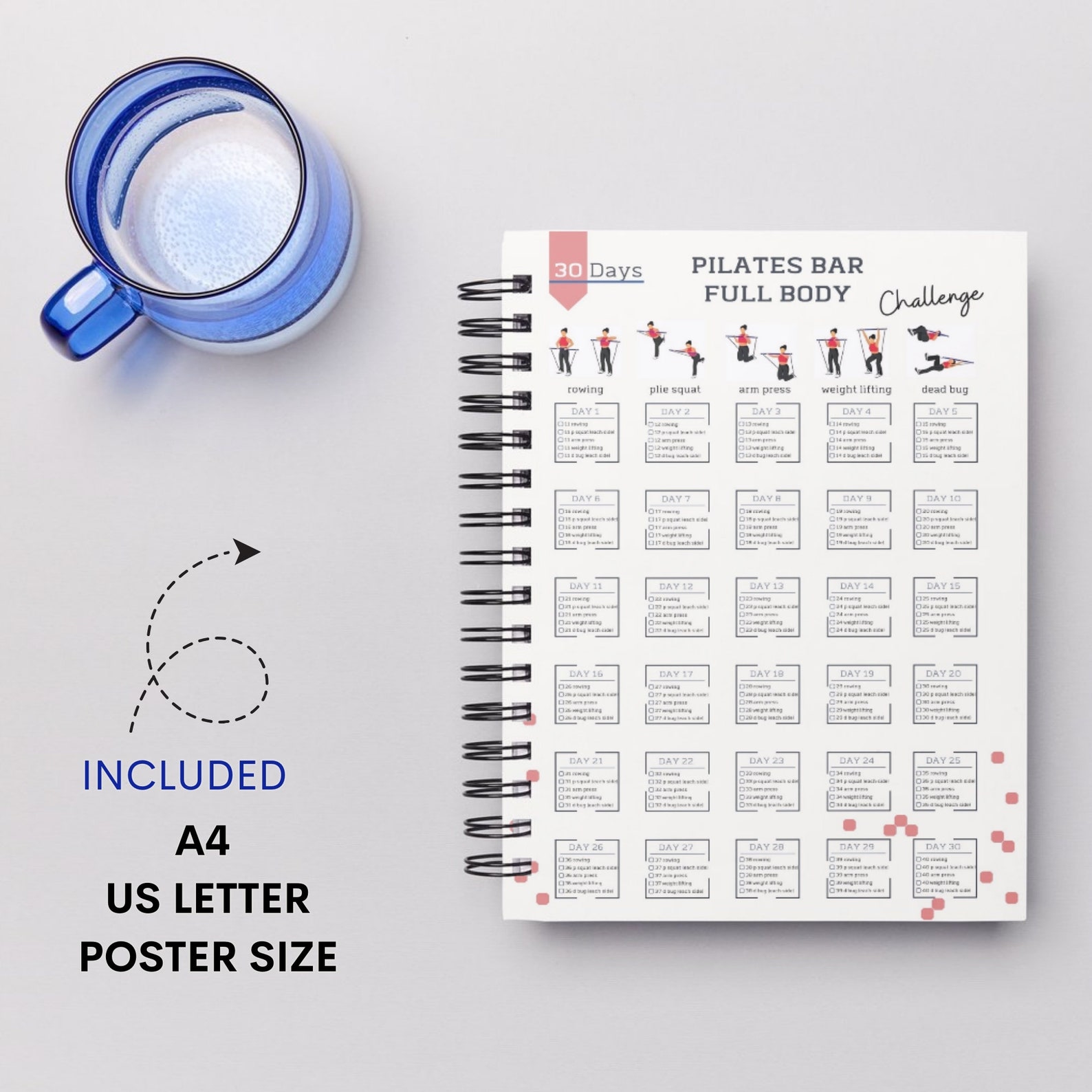 30-day Pilates Bar Challenge: Full Body Workout Guide | Printable ...