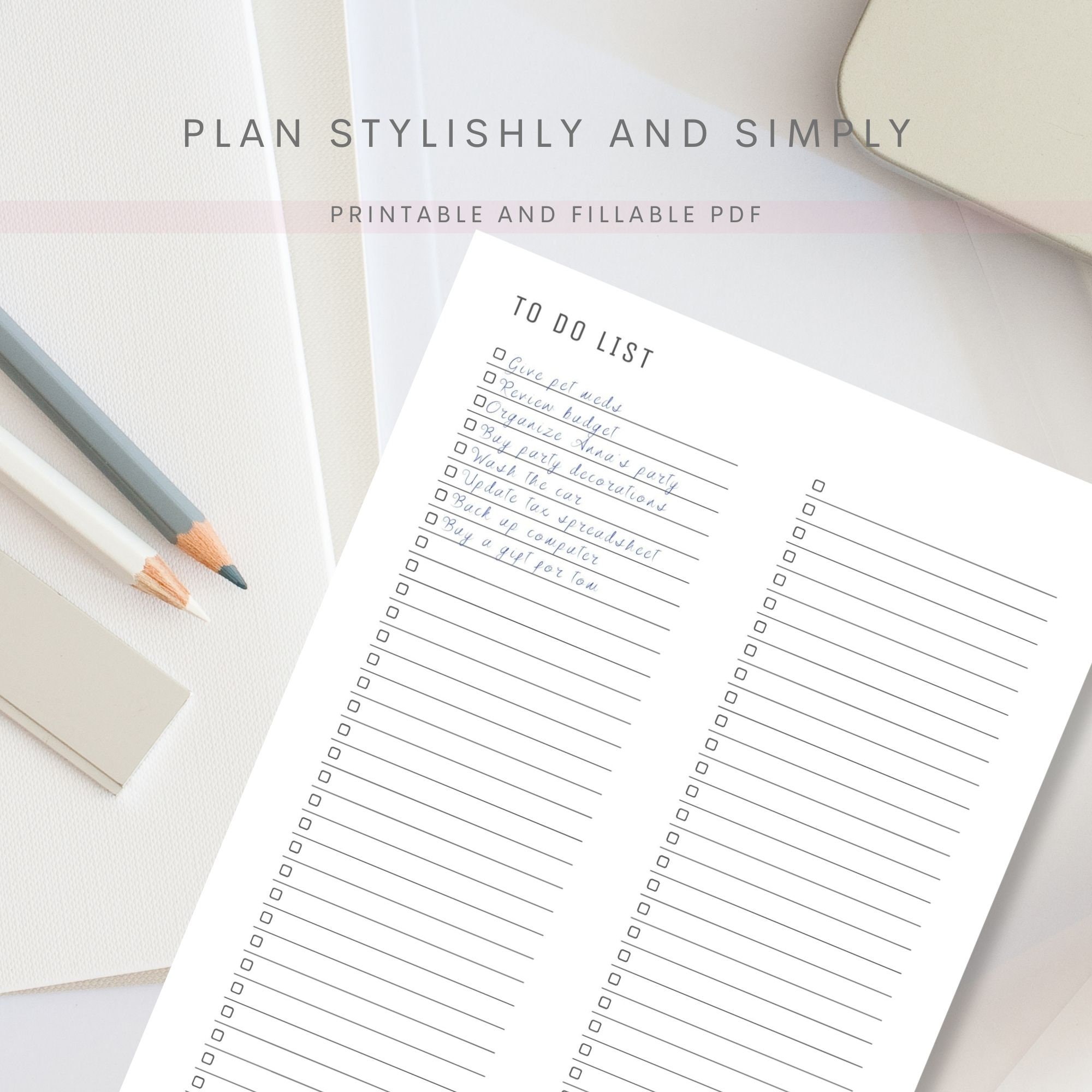 To Do List Simple Tasks List Template Get It Done Minimal Productivity ...