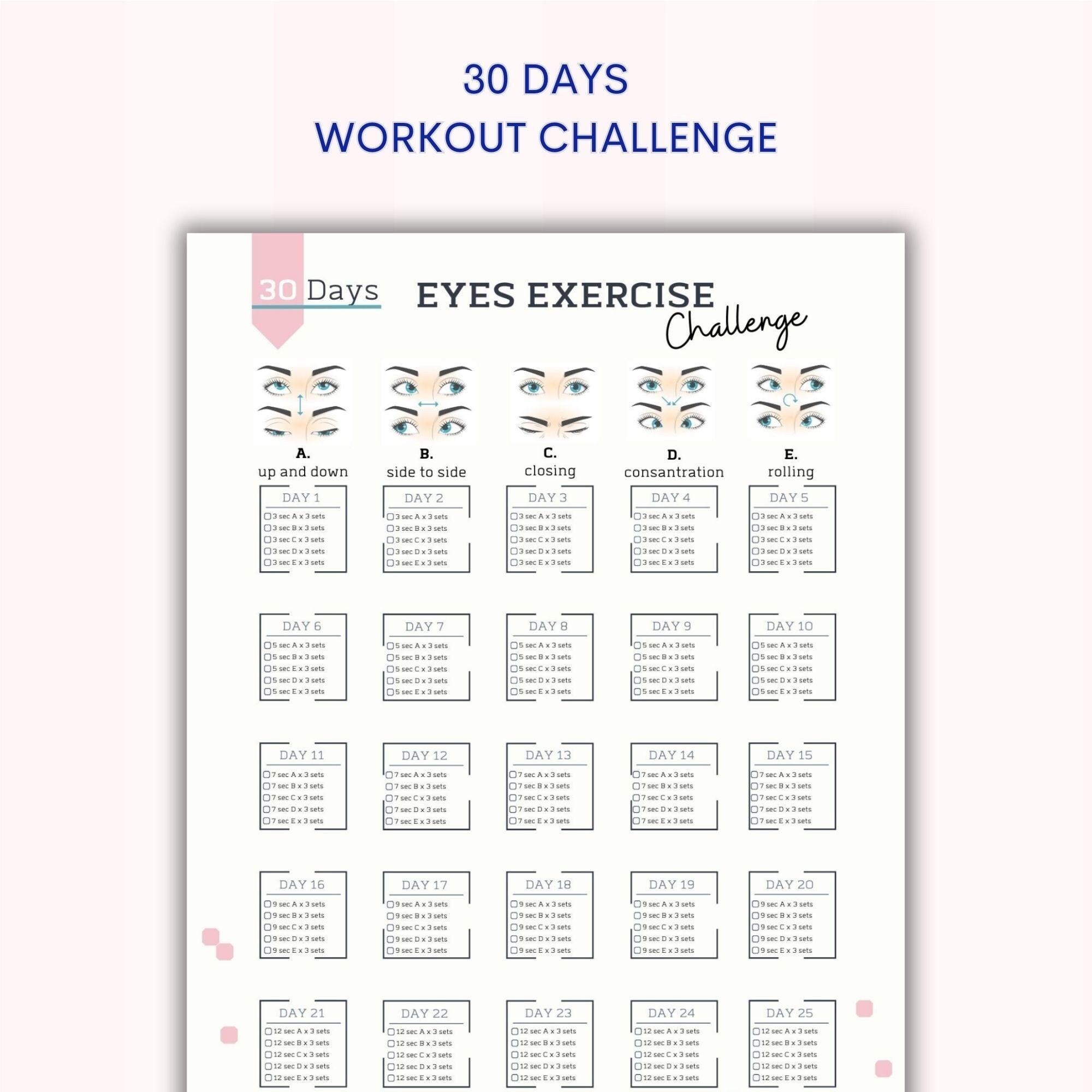30 Day Eyes Exersice Challenge Relax Eyes Reducing Eye Strain Digital ...