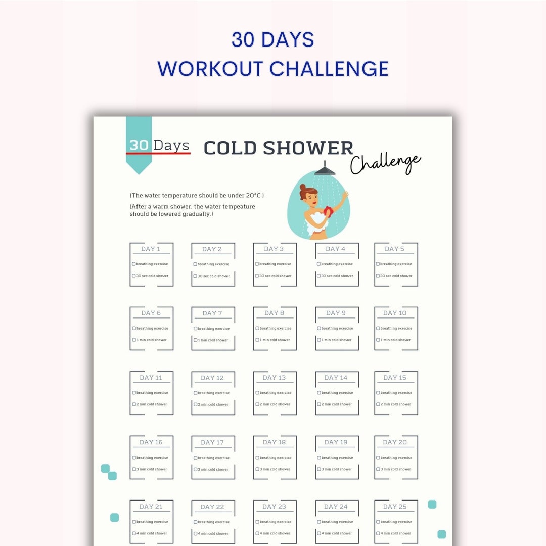 30 Day Cold Shower Challenge Cold Water Plunge cold Water Tracker wim ...