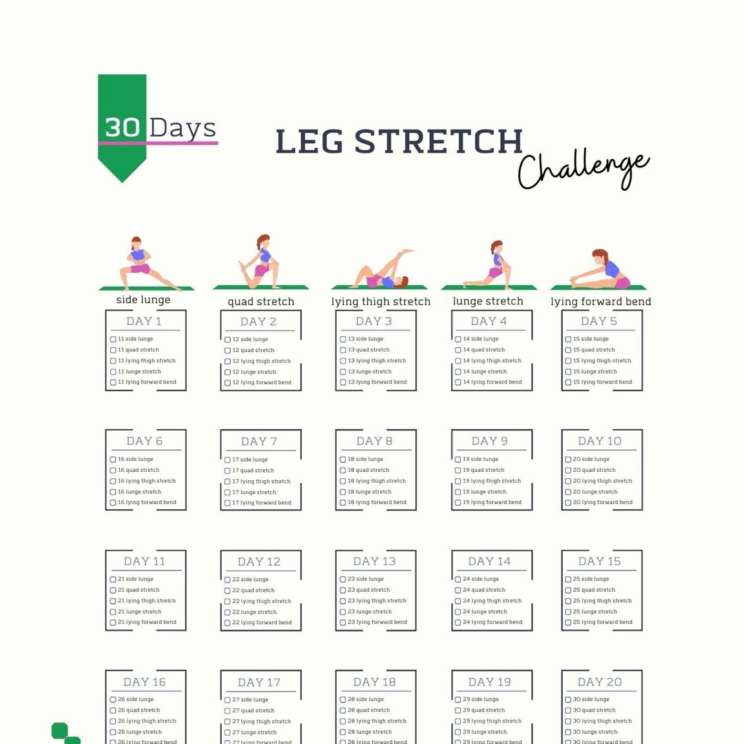 30 Day Leg Stretch Challenge House Workout Bodybuilding - Etsy