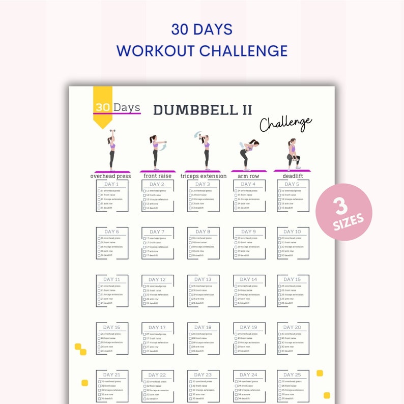 30 Day Dumbbell Challenge 2 | Home Workout | Fitness Planner | Tracker ...