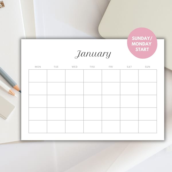 Printable Calendar - Etsy
