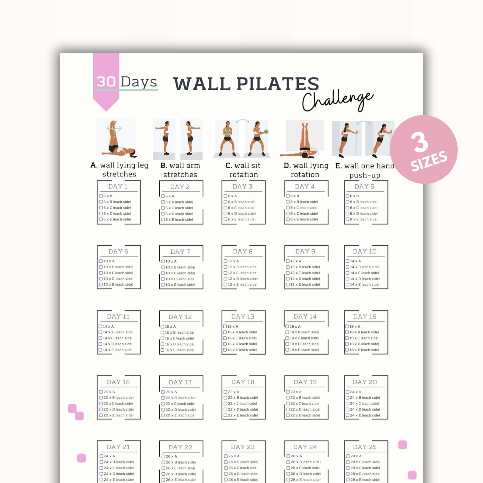 30 Day Wall Pilates Challenge wall Pilates Workout Digital Quick ...