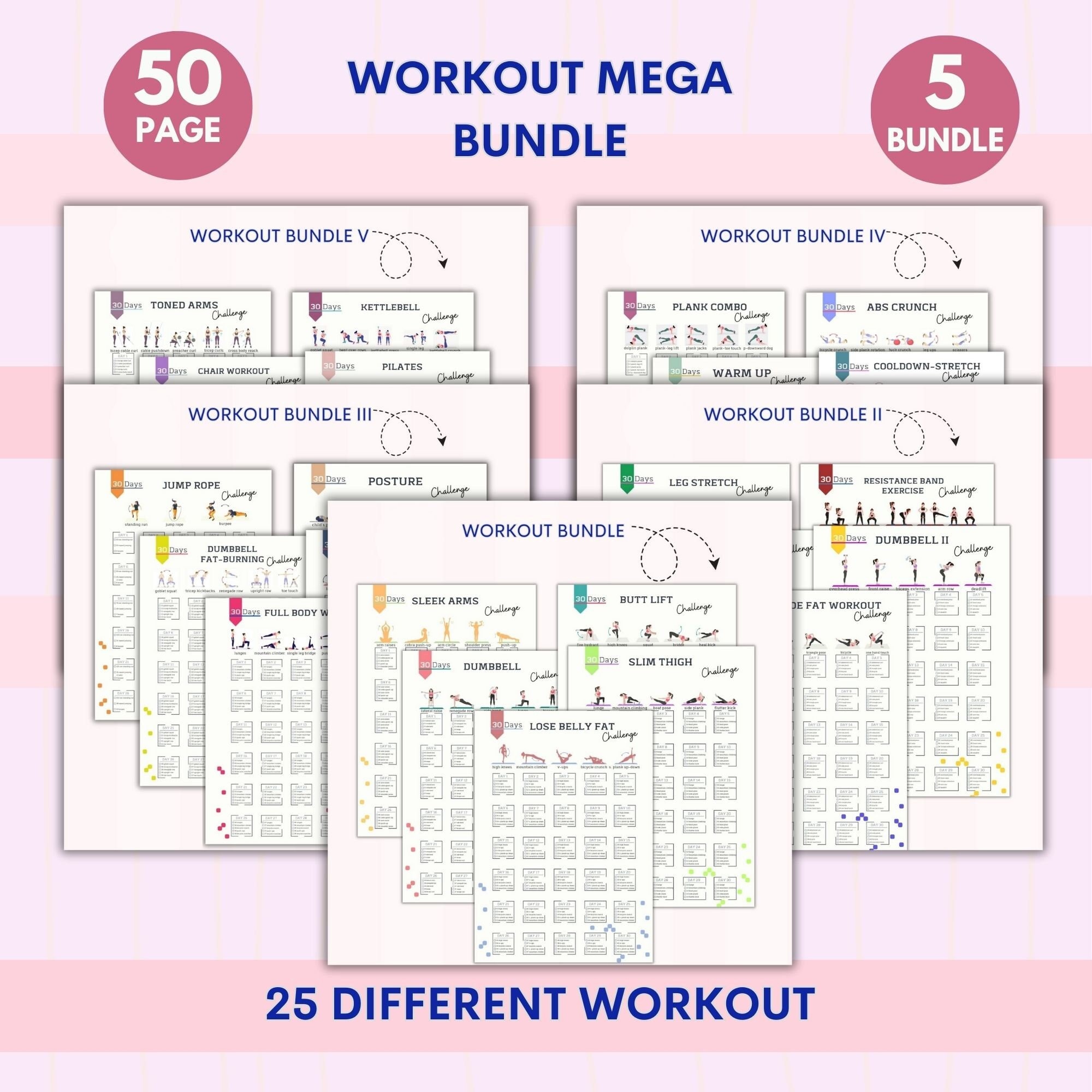 Workout Mega Bundle 25 Products 30 Day Workout Challenge House Workout ...