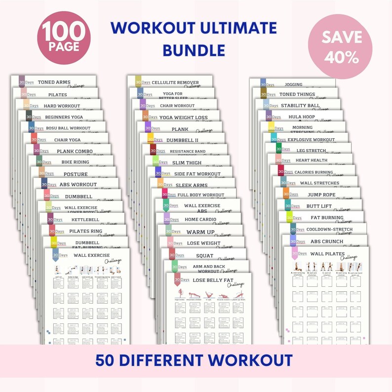 Ultimate Workout Bundle | Workout Workbook | 50 Product | 30 Day ...
