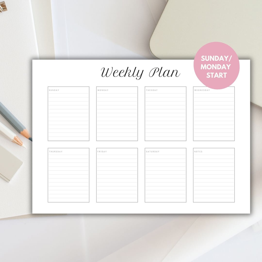 Weekly Planner | Simple Planner | Minimal Weekly Schedule | Planner ...