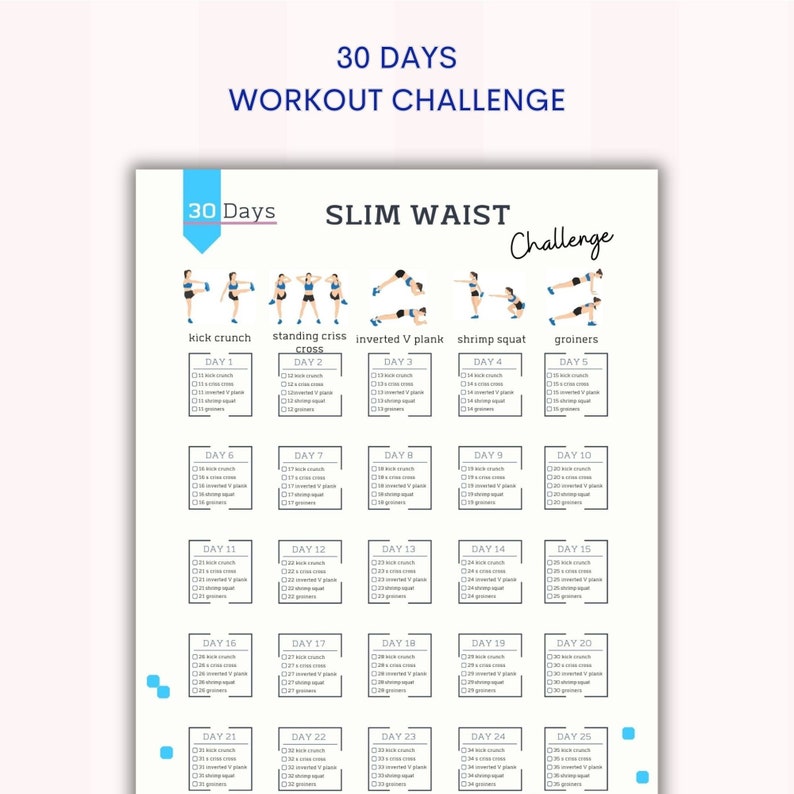 30 Day Slim Waist Challenge women Workout at Home 30 Day Challenge ...