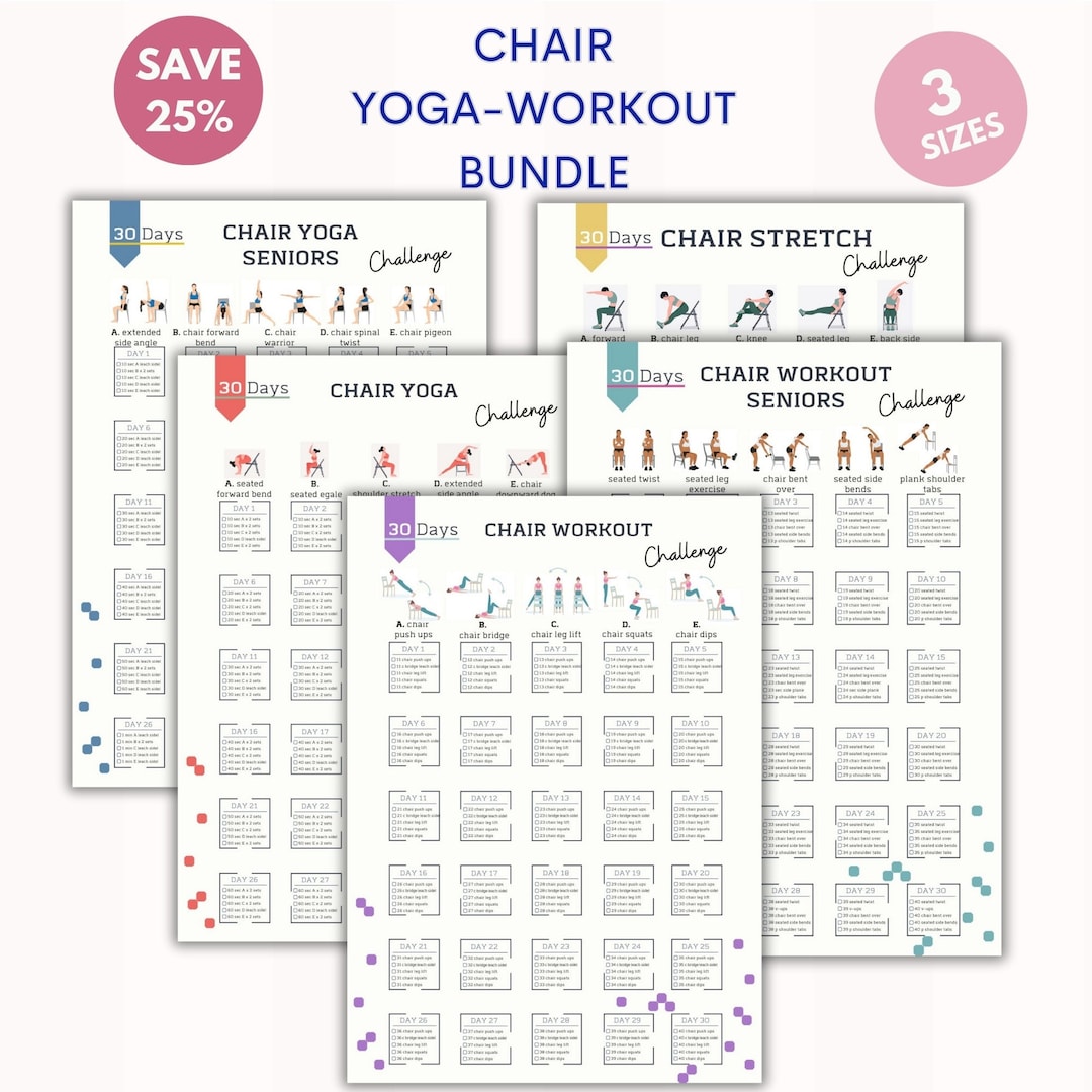 30 Day Chair Workout Bundle Chair Exercise Chart Complete Seated ...
