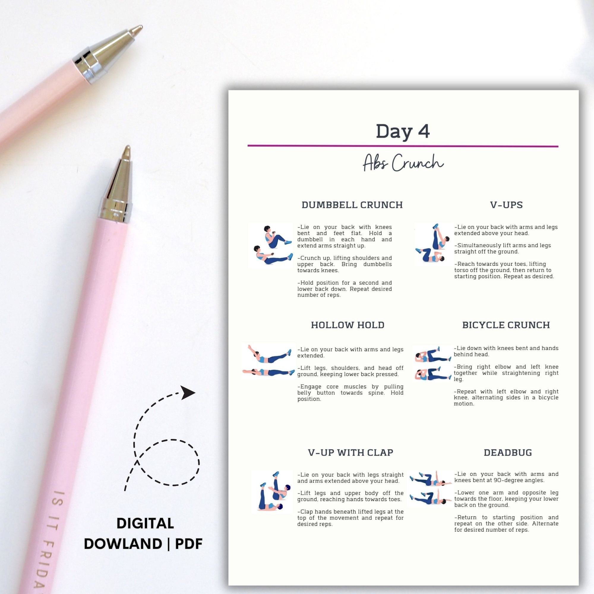 Home Workout Bundle Full Week House Workout Bodybuilding Tracker A Week ...